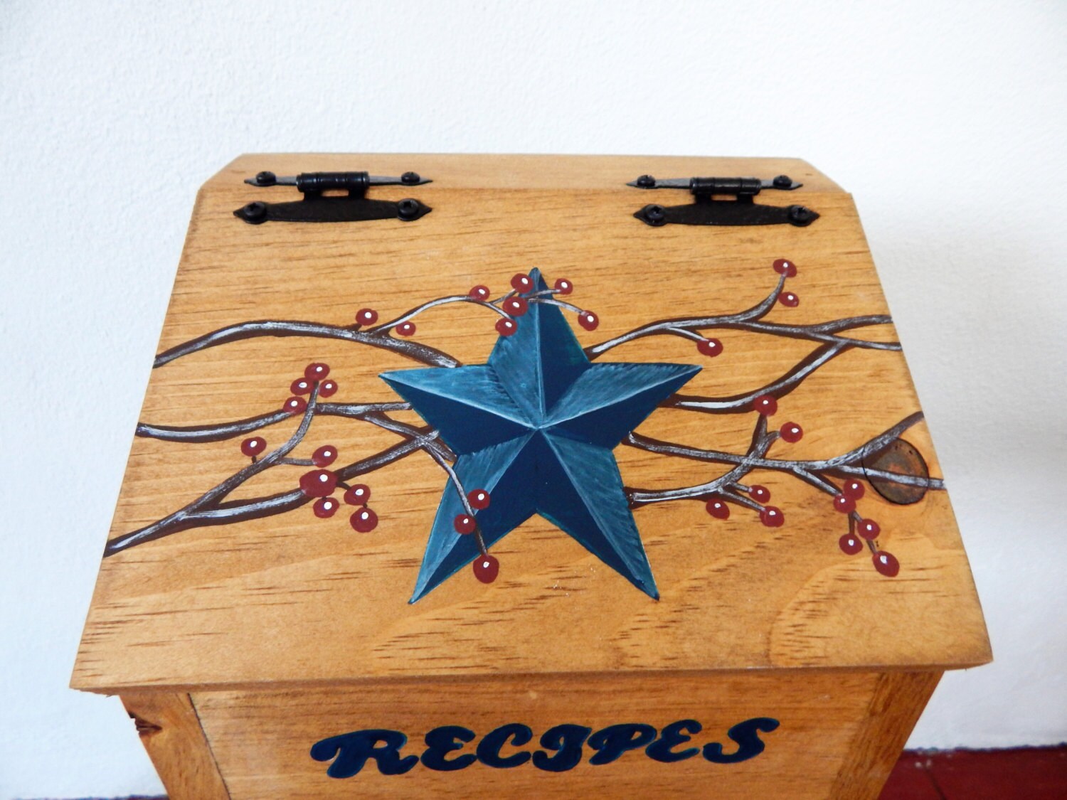 Recipe Box,Primitive Recipe Box,Rustic Recipe Box,Mother's day gift ...