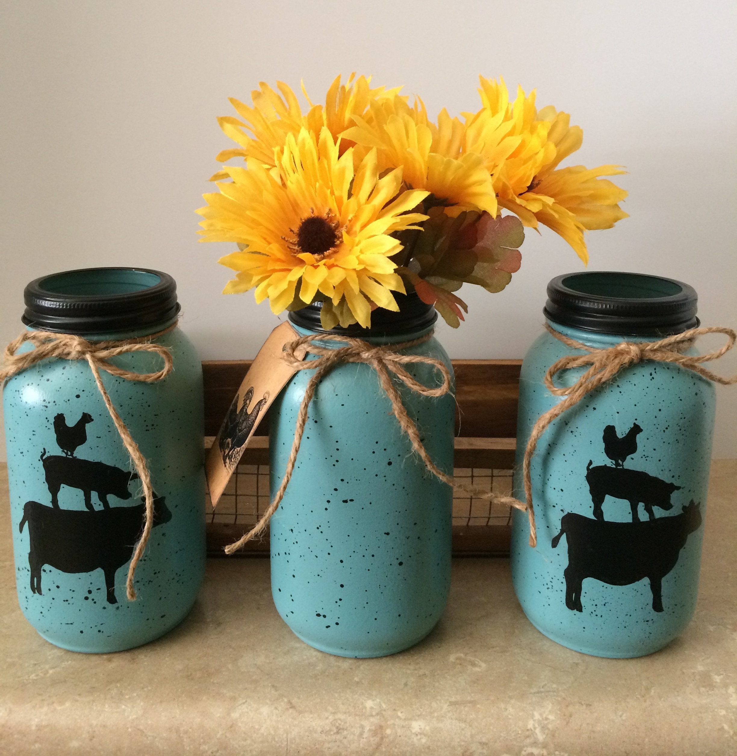 Mason Jar Kitchen Utensil Holders,Mason Jar Decor,Farmhouse Decor,Farm ...