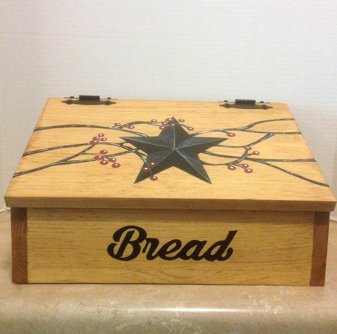 Bread Box, Wooden Bread Box, Black Primitive Star, Primitive Decor ...