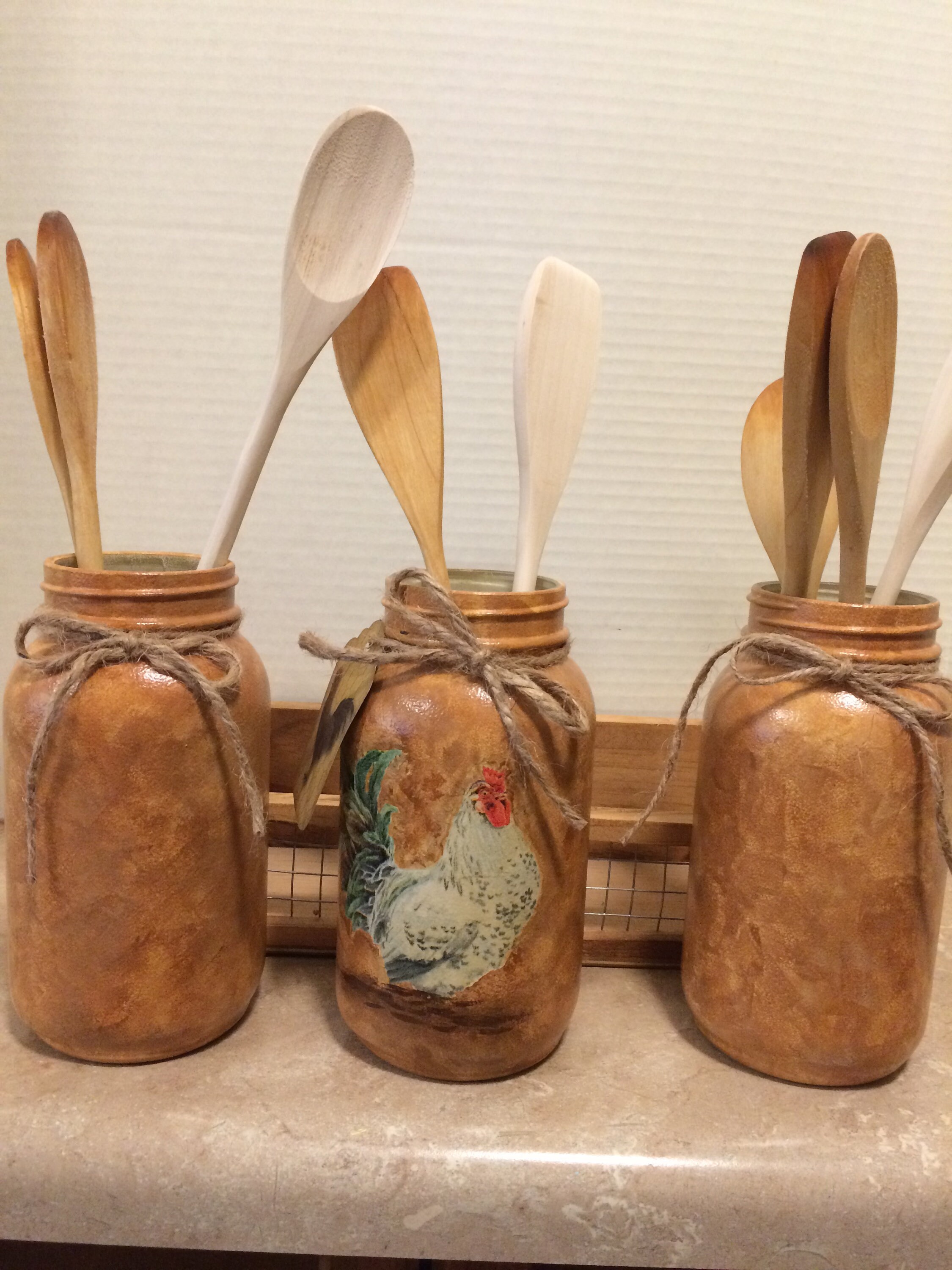 Kitchen Utensil Holders,Mason Jar Utensil Holder,Rooster Decor ...