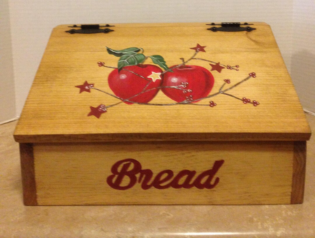 Bread Box, Apple Decor,apple Kitchen Decor, Primitive Apples, Country ...