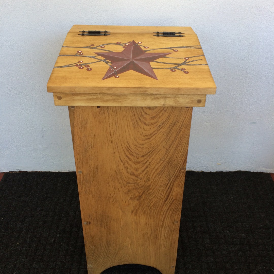 Wooden Trash Bin,handmade Wooden Trash Bin,primitive Decor,kitchen ...