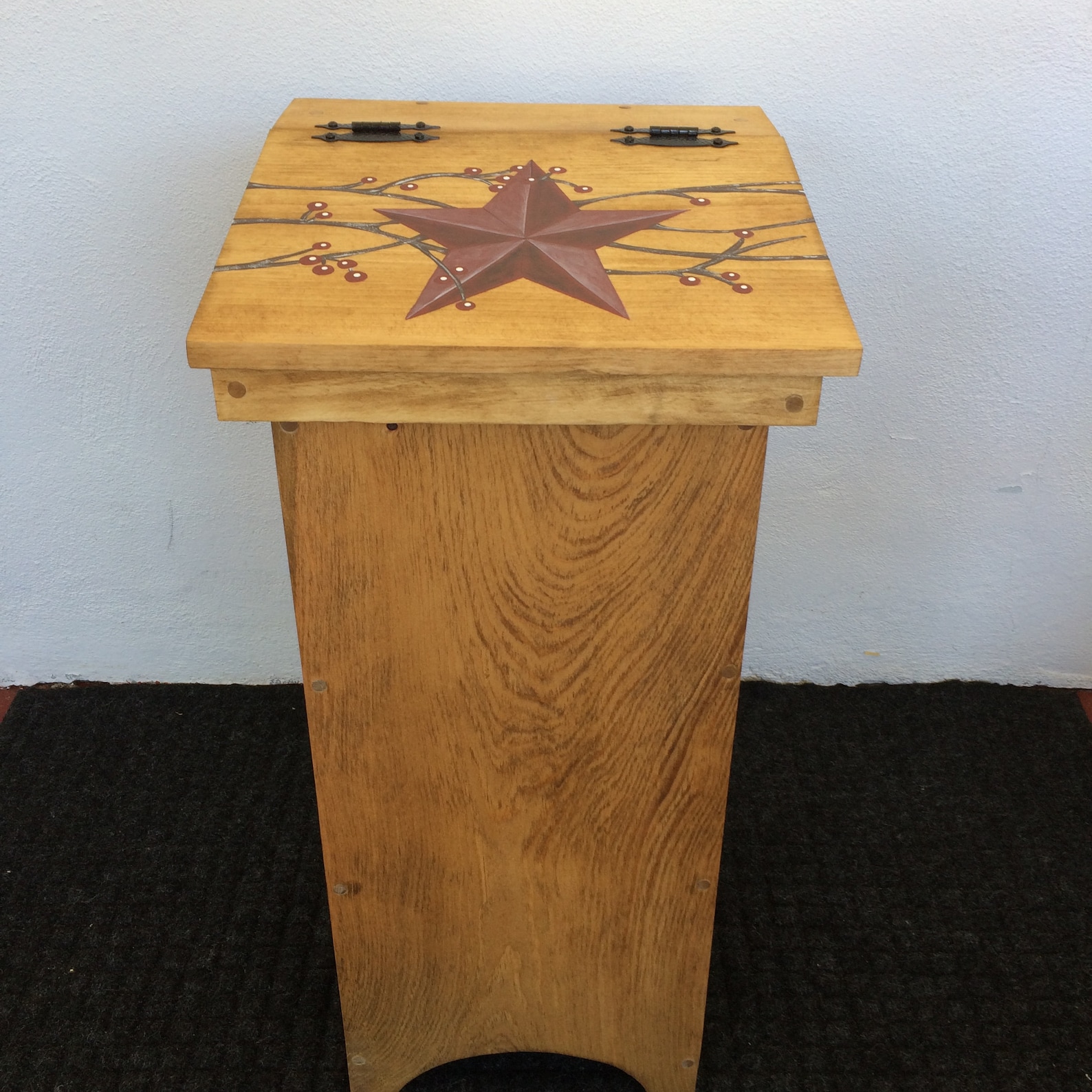 Wooden Trash Bin,handmade Wooden Trash Bin,primitive Decor,kitchen ...
