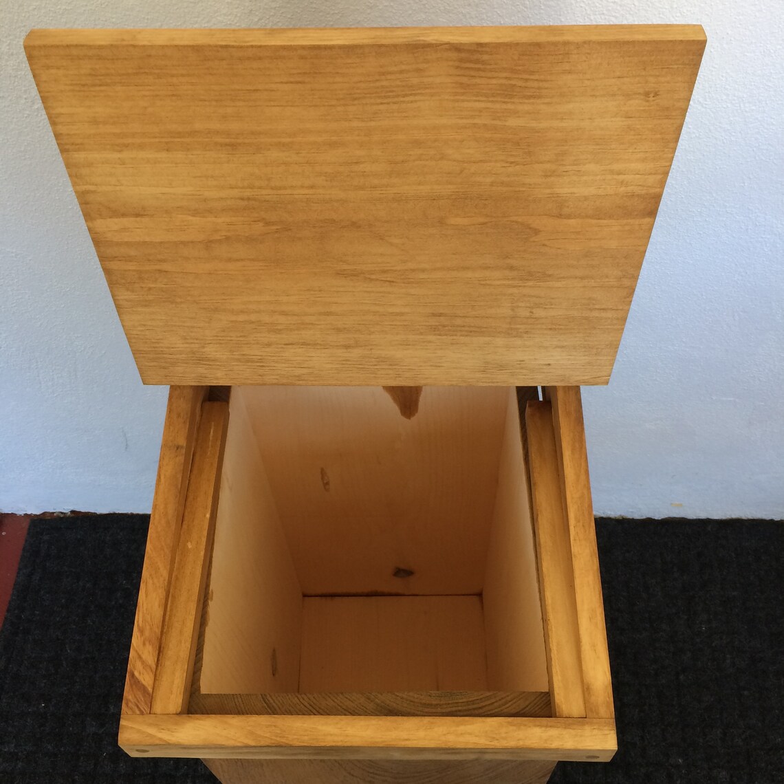 Wooden Trash Binhandmade Wooden Trash Binprimitive - Etsy