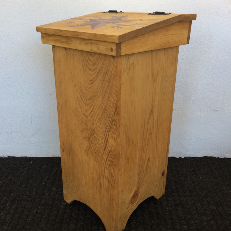 Wooden Trash Bin,handmade Wooden Trash Bin,primitive Decor,kitchen ...