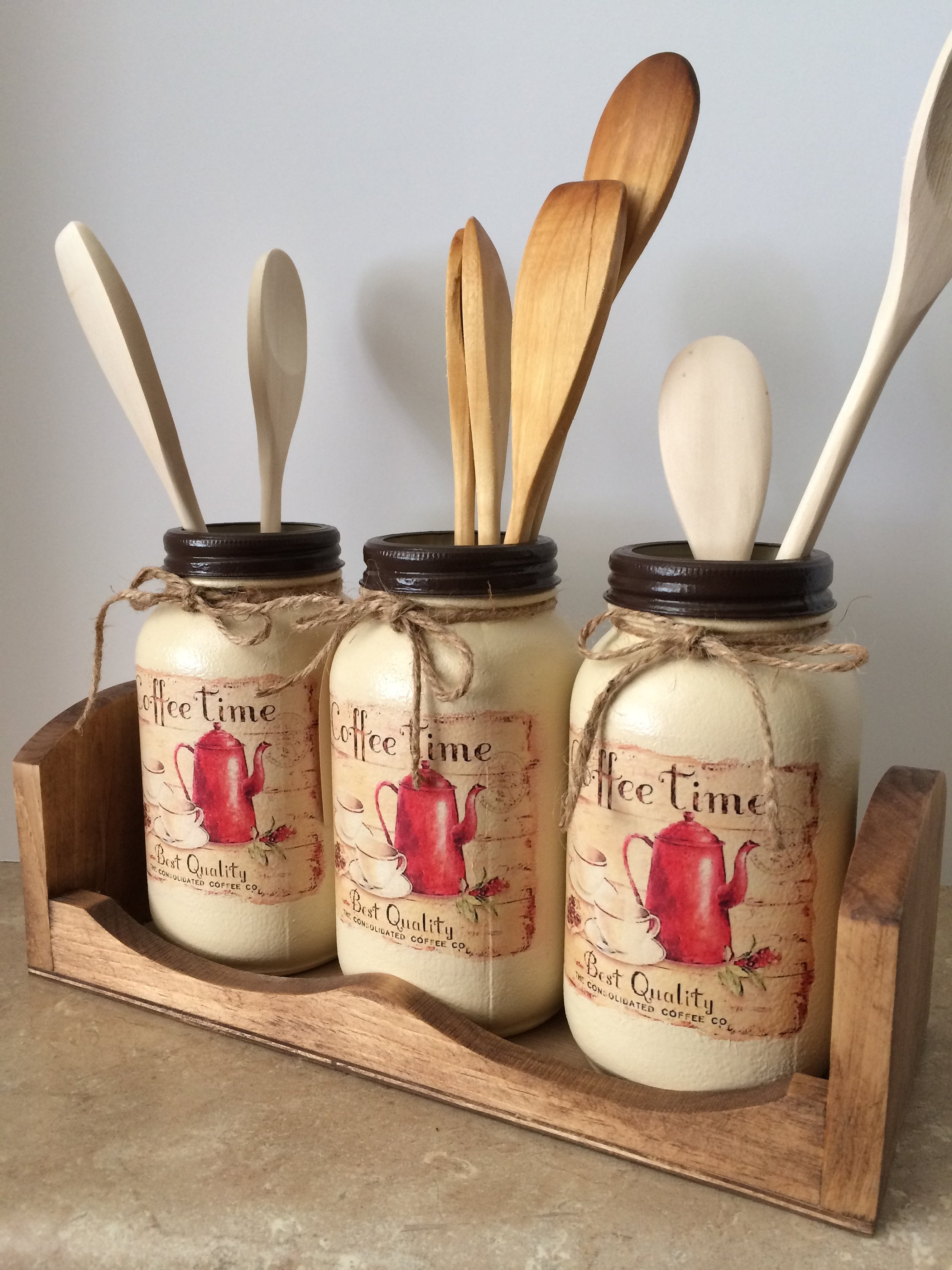 Kitchen Utensil Holder,Mason Jar Utensil Holders,Coffee Decor,Coffee ...