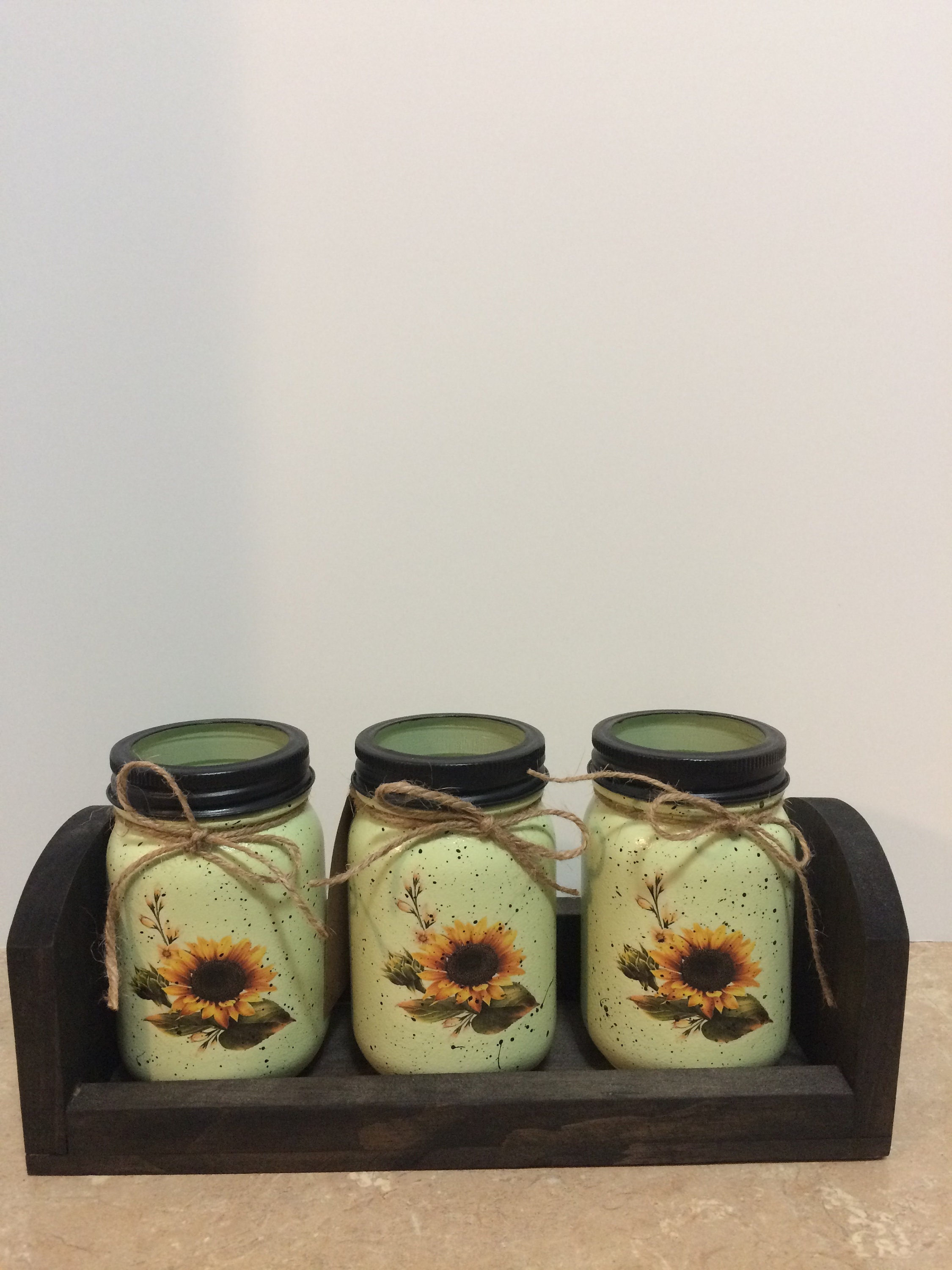 Mason Jar Utensil Holders,Sunflower Decor,Farmhouse Decor,Country Decor ...