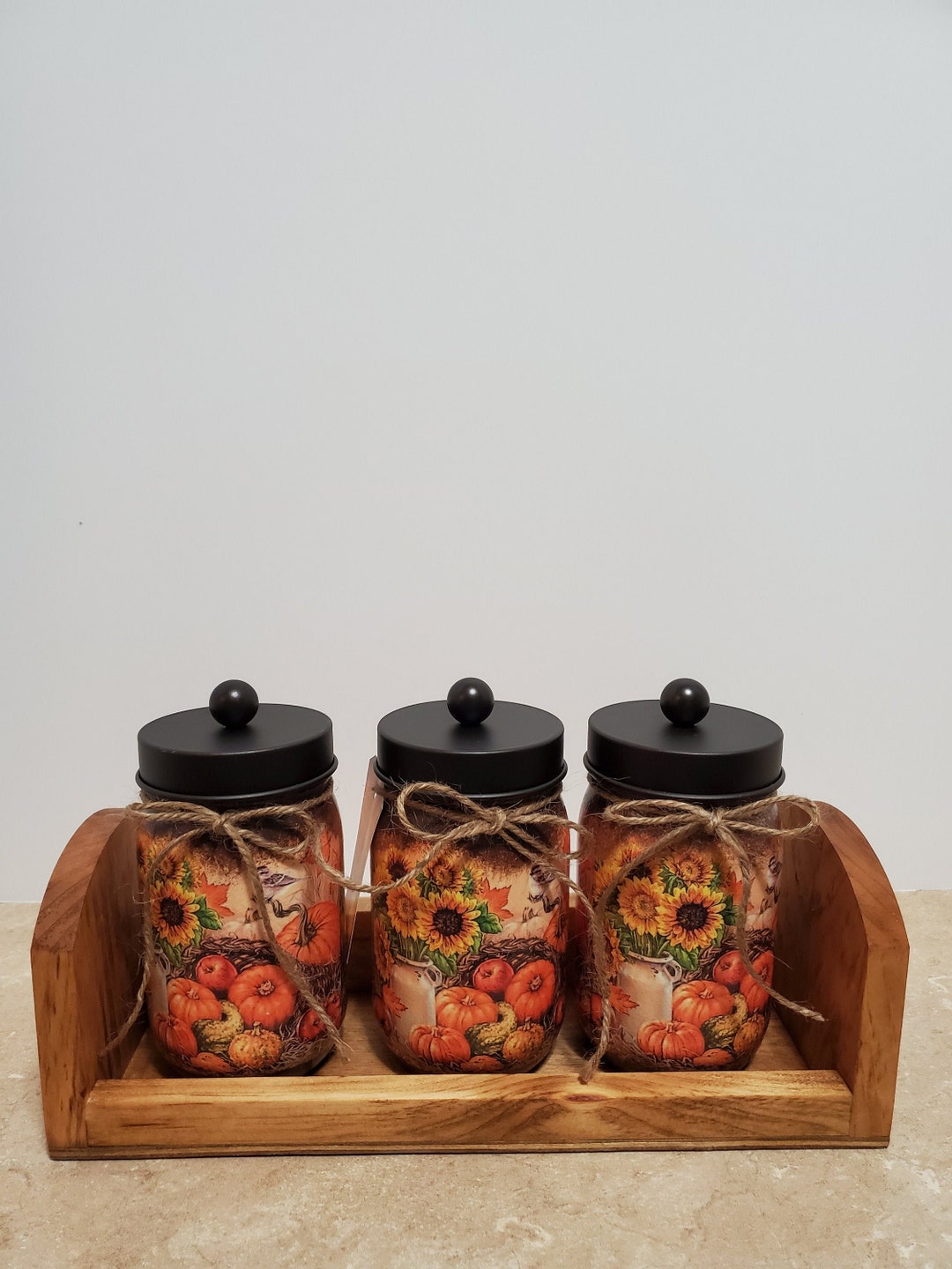 Mason Jars,decoupaged Jars,fall Decor,autumn Decor,table Decor,storage ...