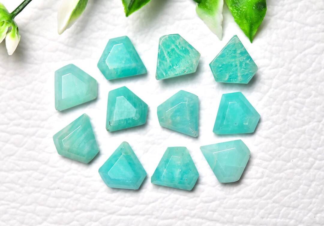 Genuine Amazonite Diamond Cut Shape Gemstone 10mm Amazonite Faceted ...