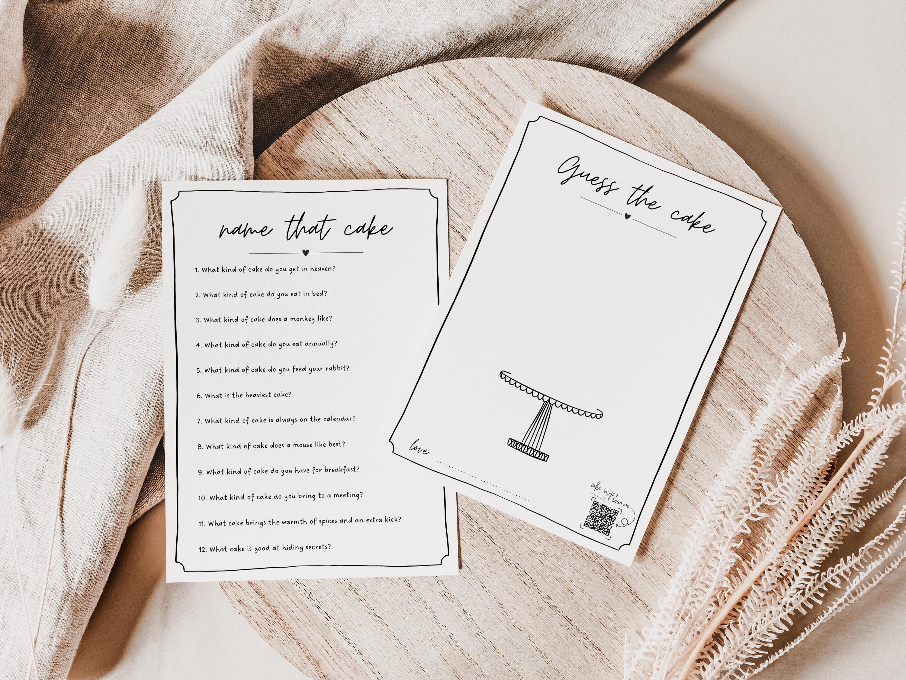 Guess the Cake Game, Minimalist Design, Bachelorette Party, Bridal ...