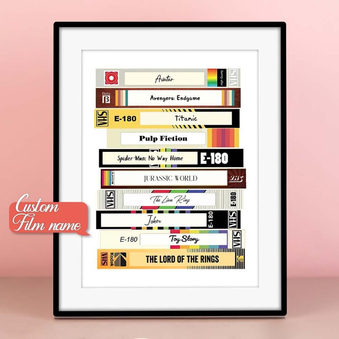 Custom VHS Tape Print Retro Movie Personalized Poster Add Your Favorite ...