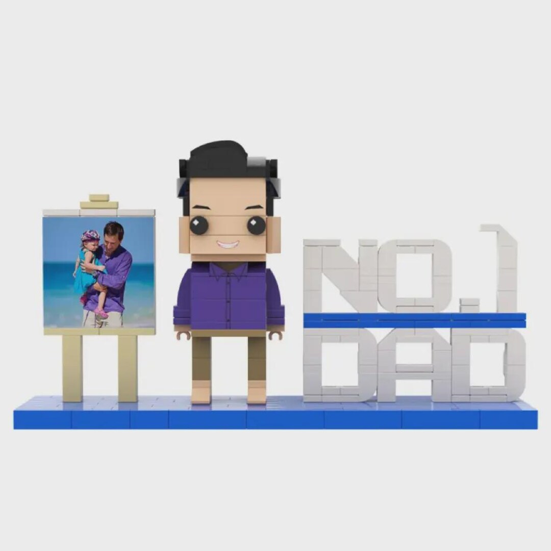Custom No.1 DAD Brick Figure With Photo Personalized Dad Christmas Gift ...