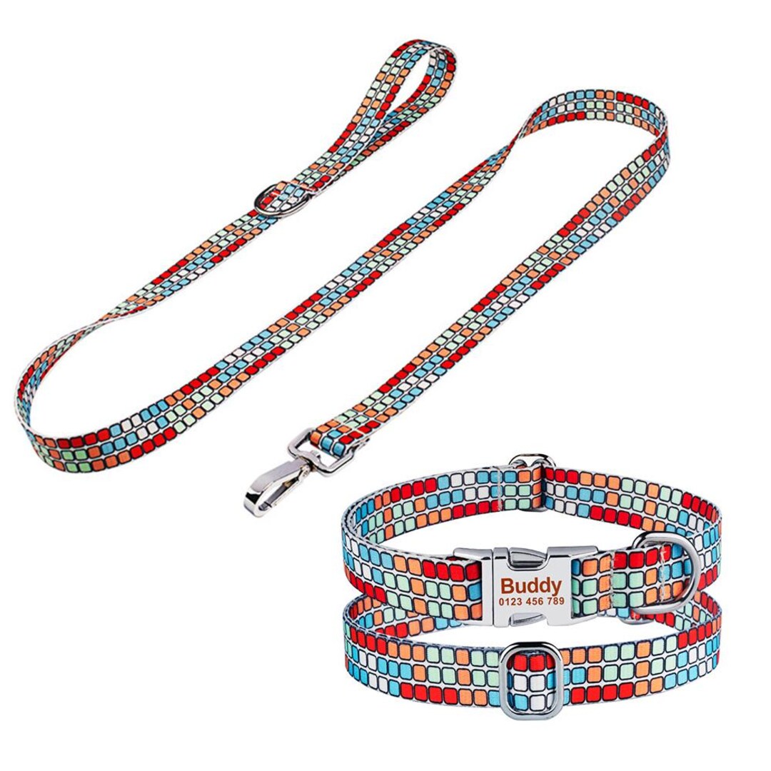 Custom Dog Collar and Leash Set With Name Personalized Pet Collar for ...