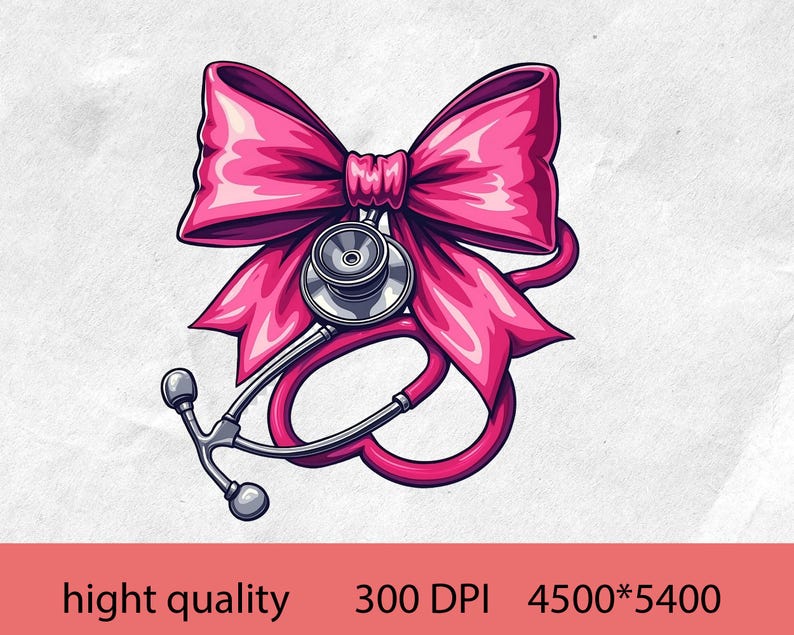 Nurse Bow Stethoscope PNG | Pink Bow Stethoscope Design for ...