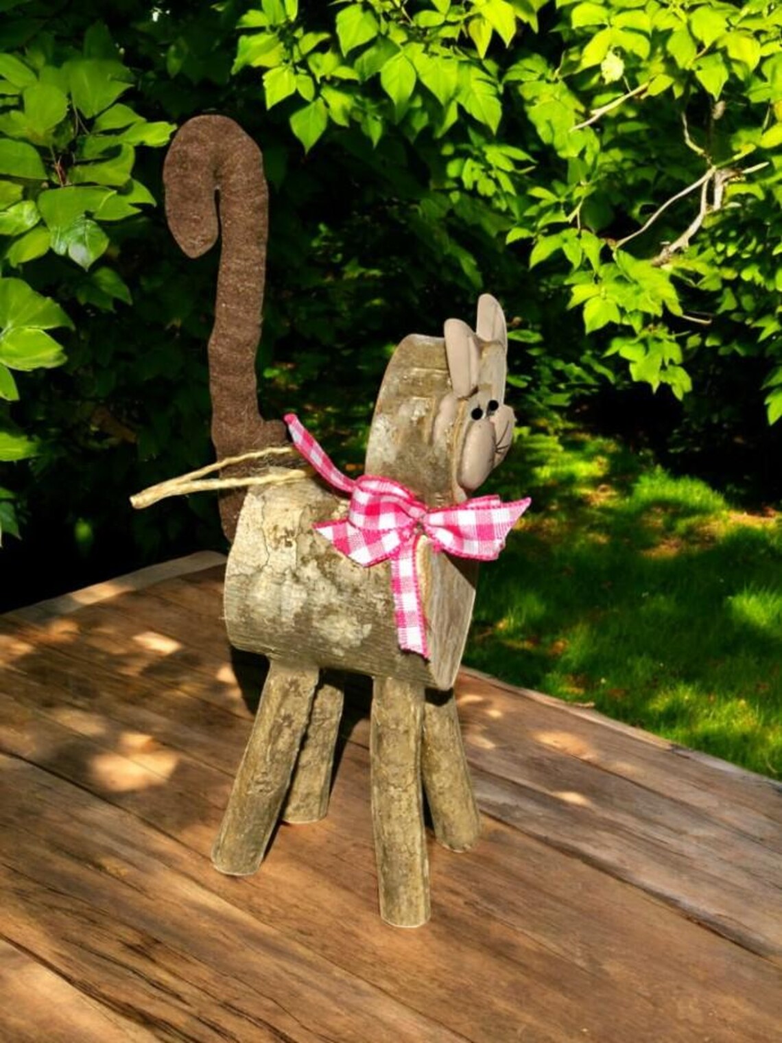 Handmade Natural Wood Cat Sculpture: Rustic Home Decor - Etsy