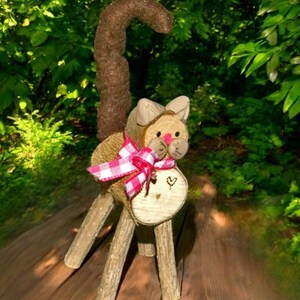 Handmade Natural Wood Cat Sculpture: Rustic Home Decor - Etsy