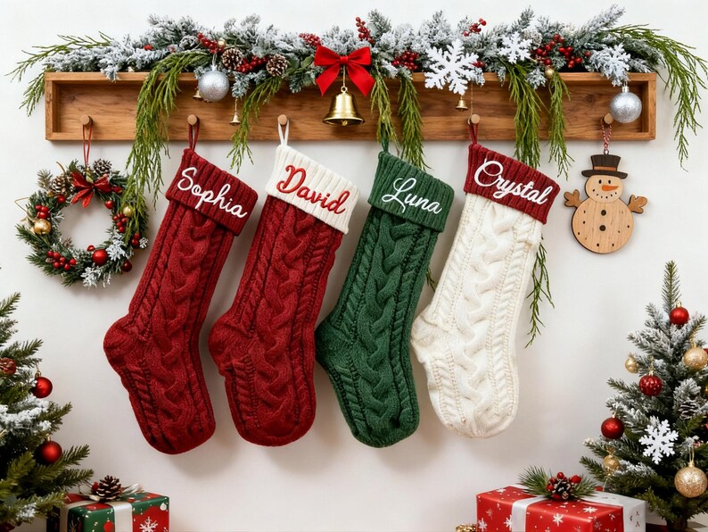 Personalized Knit Christmas Stocking: 2025 Christmas Family Knitted ...