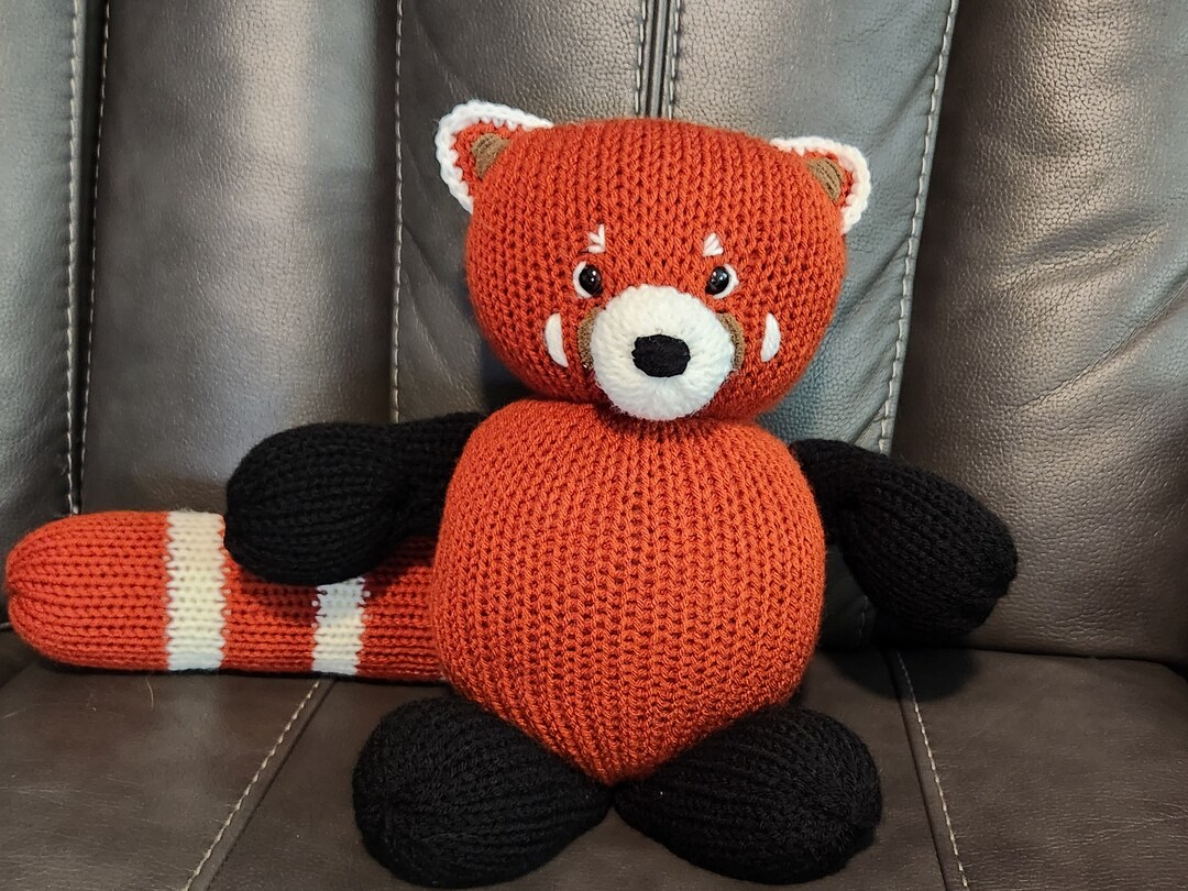 Red Panda Bear Handmade Machine Knitted Hand Sewn Crocheted REDUCED - Etsy