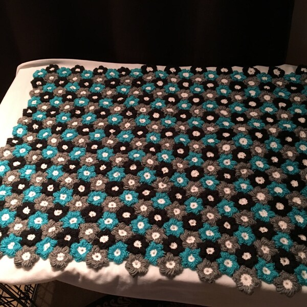 Puff Flower Crochet Blanket Pattern - Etsy