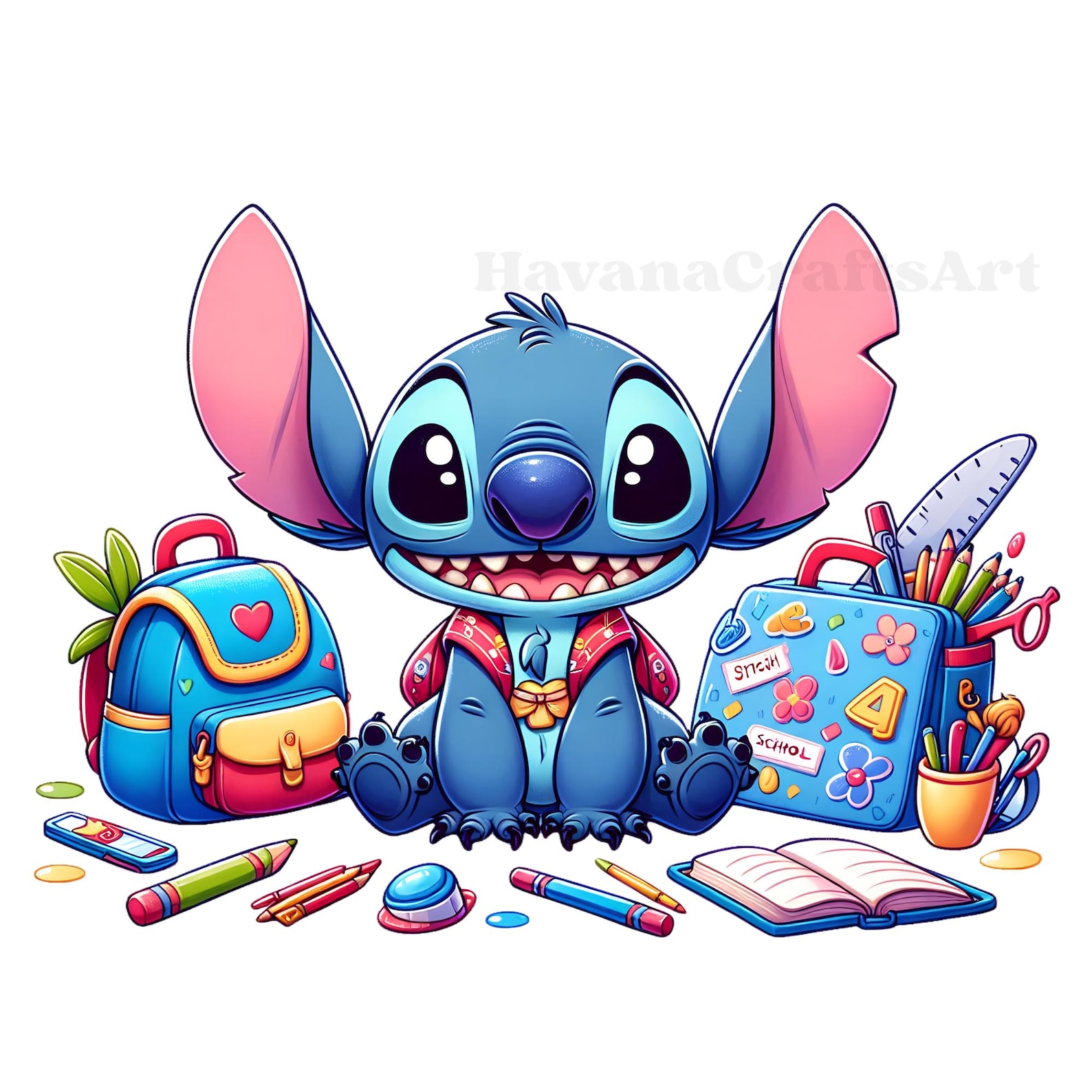 4 PNG Stitch Back to School Splash and Watercolor Digital Design PNG ...
