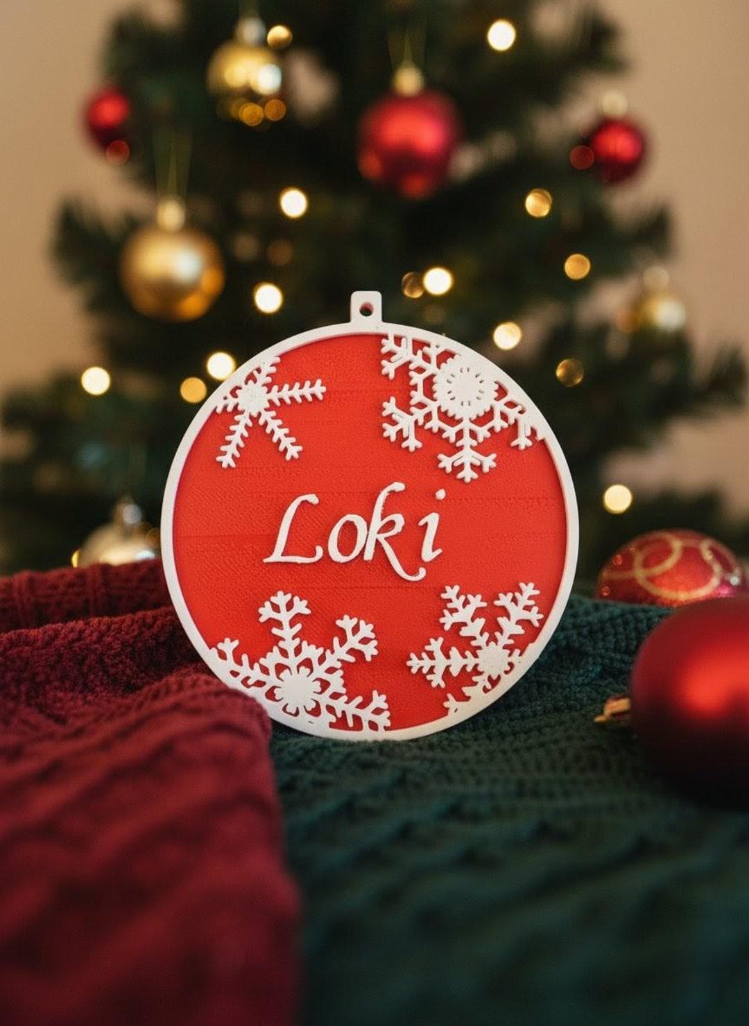 Customised Name Bauble Christmas Ornaments, 3D Printed Flat Decoration ...