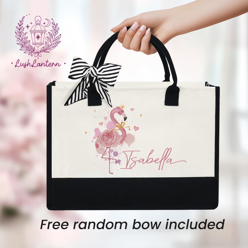 Personalized Flamingo Tote Bag, Custom Flamingo Tote, Pink Flamingo ...