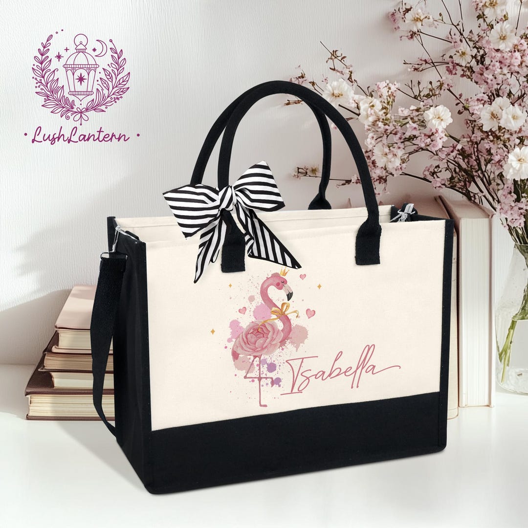 Personalized Flamingo Tote Bag, Custom Flamingo Tote, Pink Flamingo ...