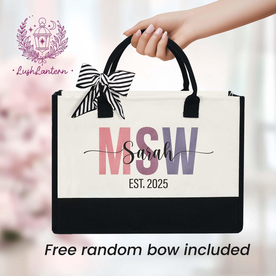 MSW Graduation Gift, Custom Master of Social Work Tote Bag, LCSW Social ...