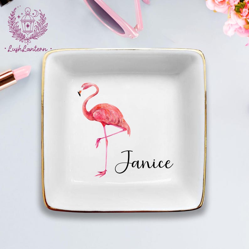 Flamingo Jewelry Dish, Pink Flamingo Trinket Dish, Flamingo Lovers Gift ...
