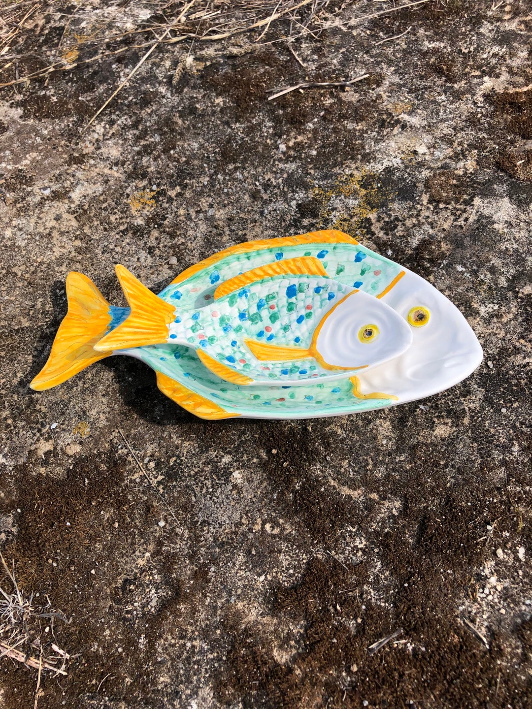 Unique Fish Ceramic Serving Platters Set Hand Painted With a ...