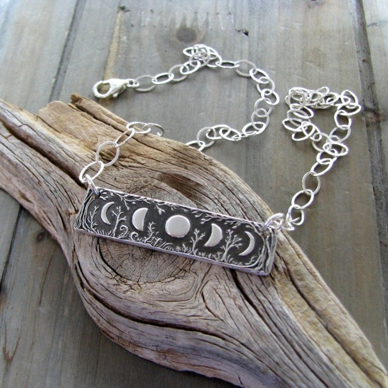 Traveler's Moon Necklace, Personalized Moon Phases Necklace, Fine and ...