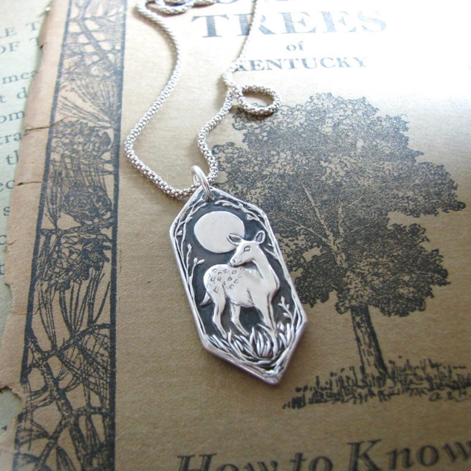 Goodnight My Deer Personalized Fine Silver Deer Pendant - Etsy