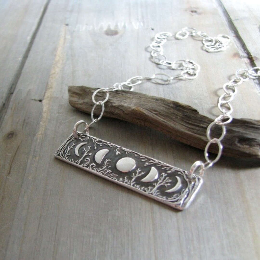 Traveler's Moon Necklace, Personalized Moon Phases Necklace, Fine and ...