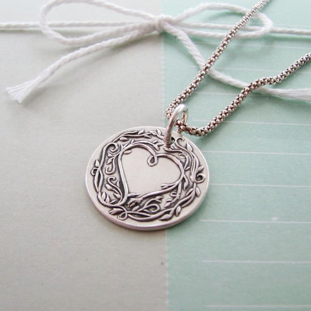 Personalized Silver Charm, Everlasting Heart, Engraved Pendant, Fine ...