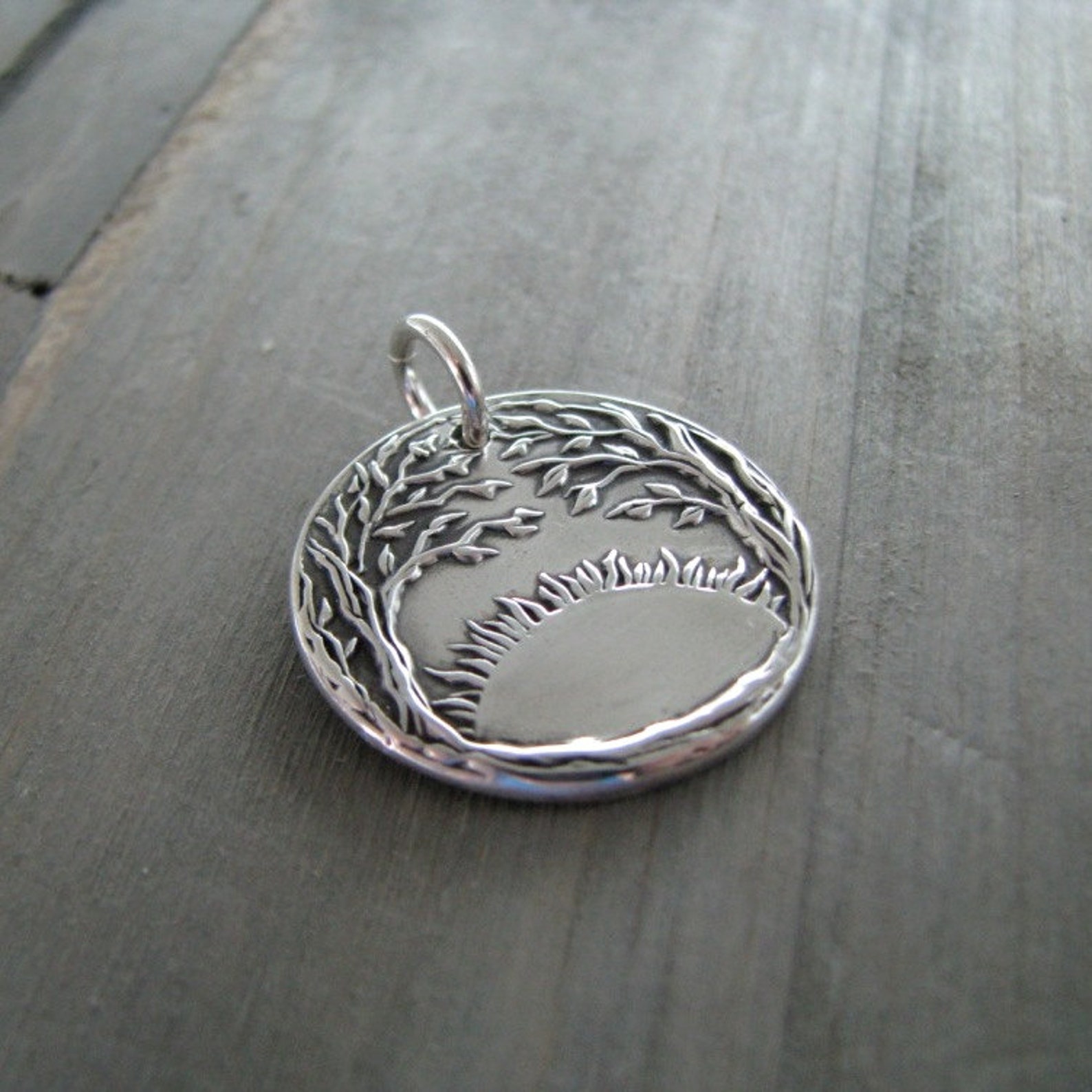 Forest Sunrise Personalized Fine Silver Pendant Handmade in - Etsy