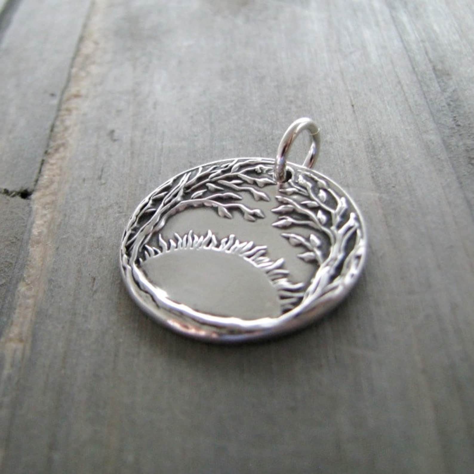 Forest Sunrise Personalized Fine Silver Pendant Handmade in - Etsy