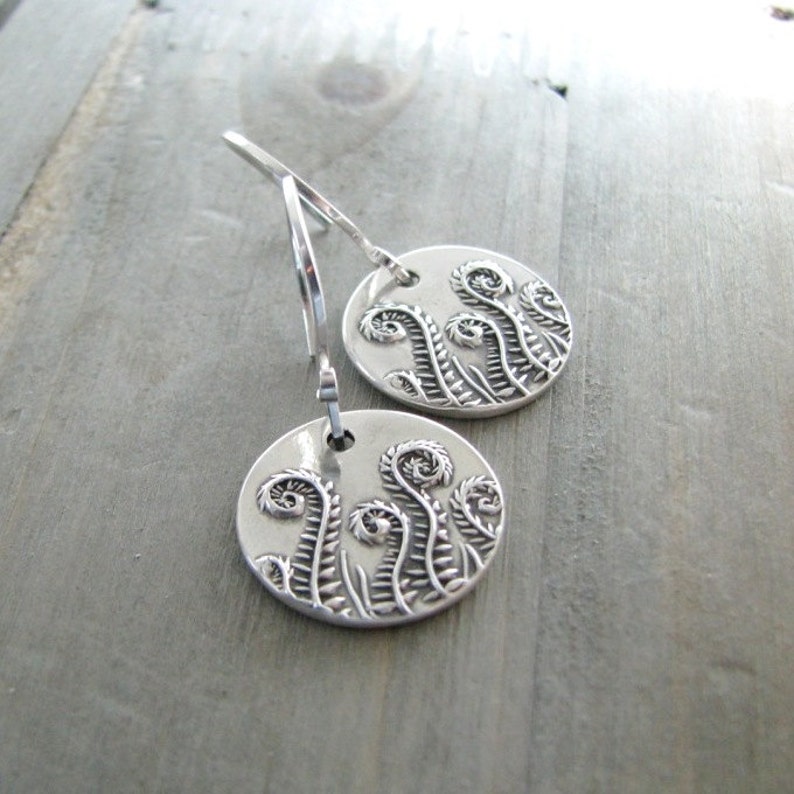 Fiddlehead Family Fine and Sterling Silver Fern Earrings | Etsy