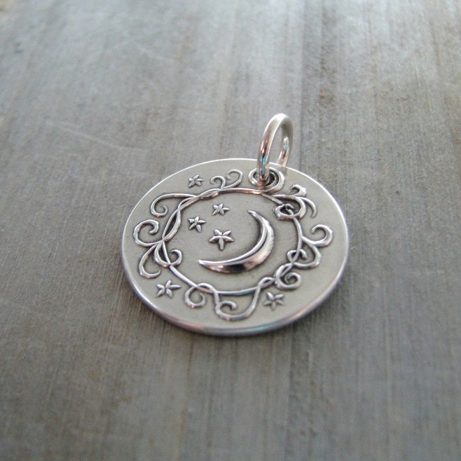 Smiling Moon No. 2 Personalized Fine Silver Pendant Handmade - Etsy