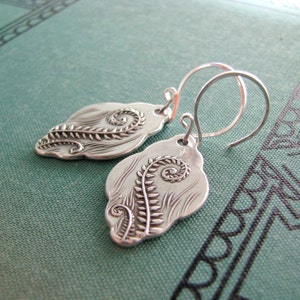 Fiddleheads No. 2, Artisan PMC Jewelry, Fine Silver Fern Earrings ...
