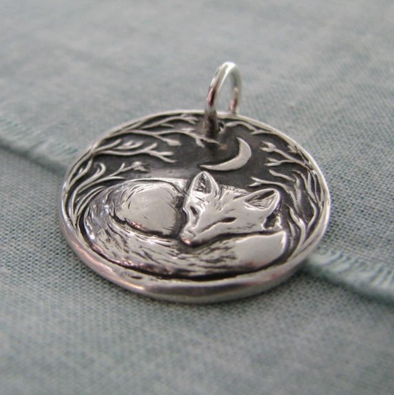 Fox Pendant Sweet Dreams Personalized Fine Silver Fox and | Etsy