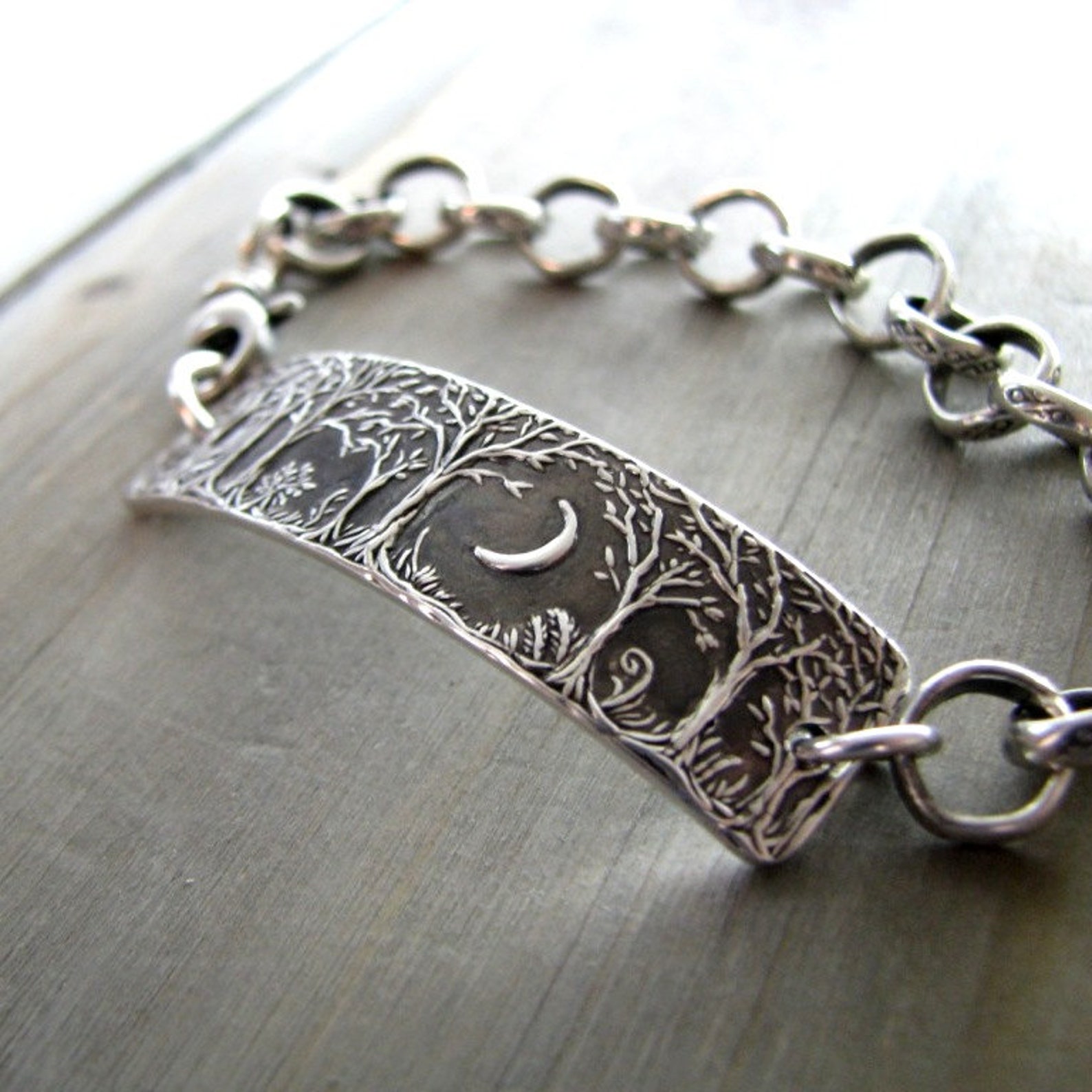 Forest Moon Bracelet No. 3 Fine Silver Jewelry Handmade in - Etsy