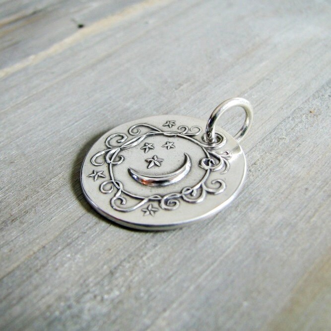 Smiling Moon No. 2 Personalized Fine Silver Pendant Handmade | Etsy