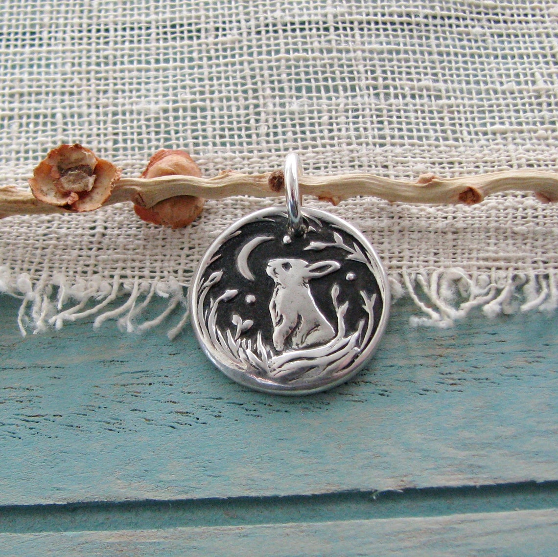 Personalized Fine Silver Rabbit Pendant Near and Far Hares - Etsy
