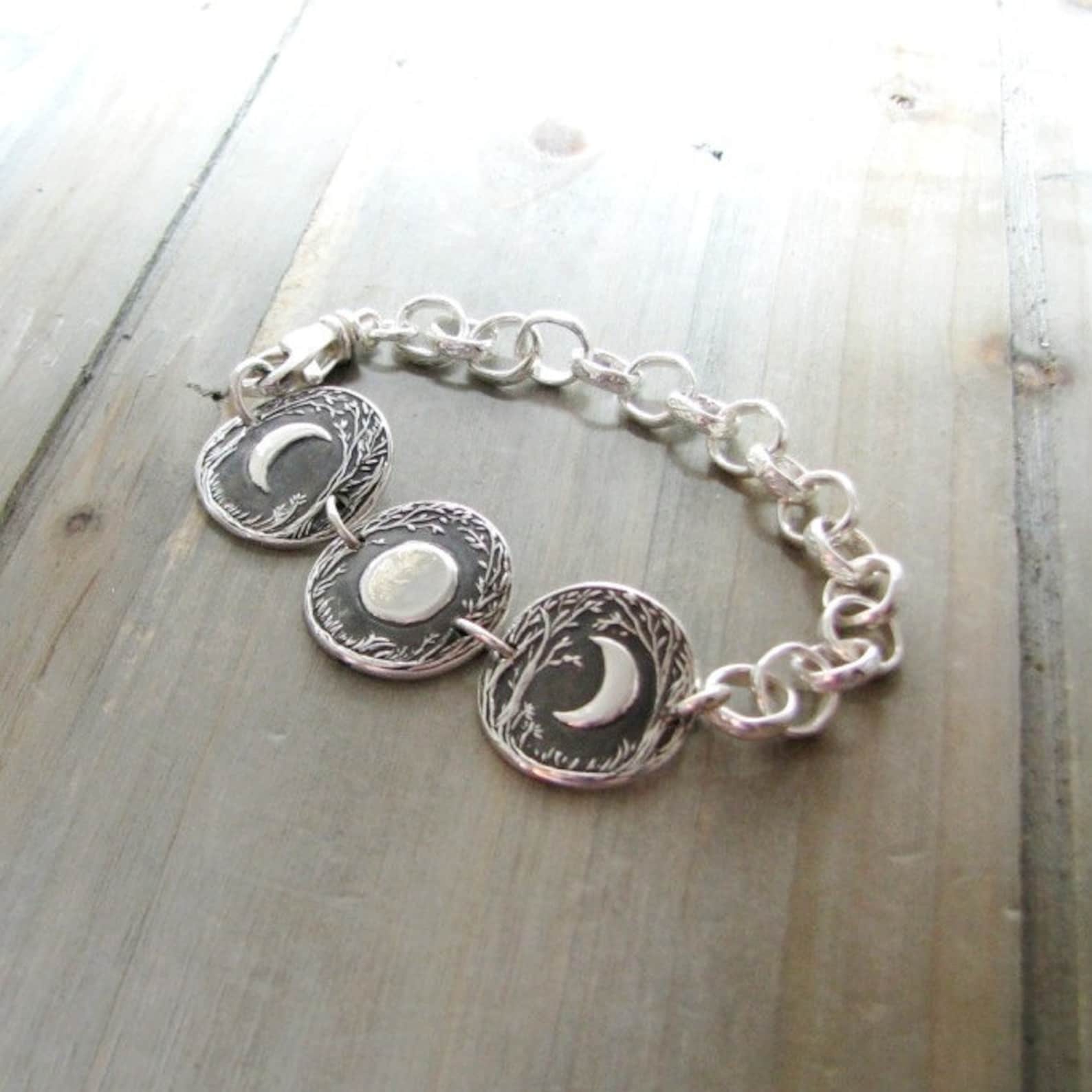 Moon Story No. 2 Moon Phases Bracelet Fine and Sterling - Etsy