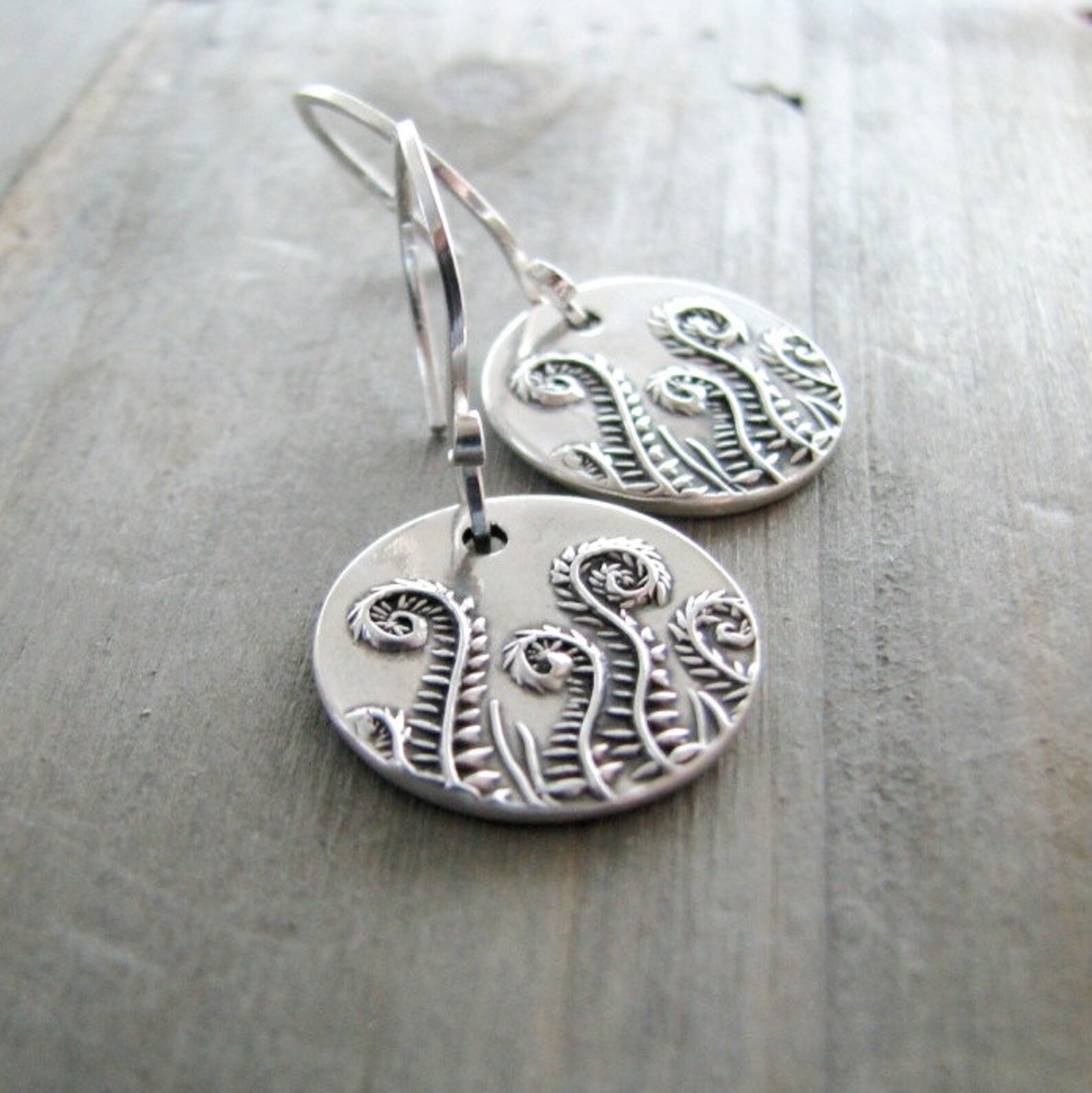 Fiddlehead Family Fine and Sterling Silver Fern Earrings | Etsy