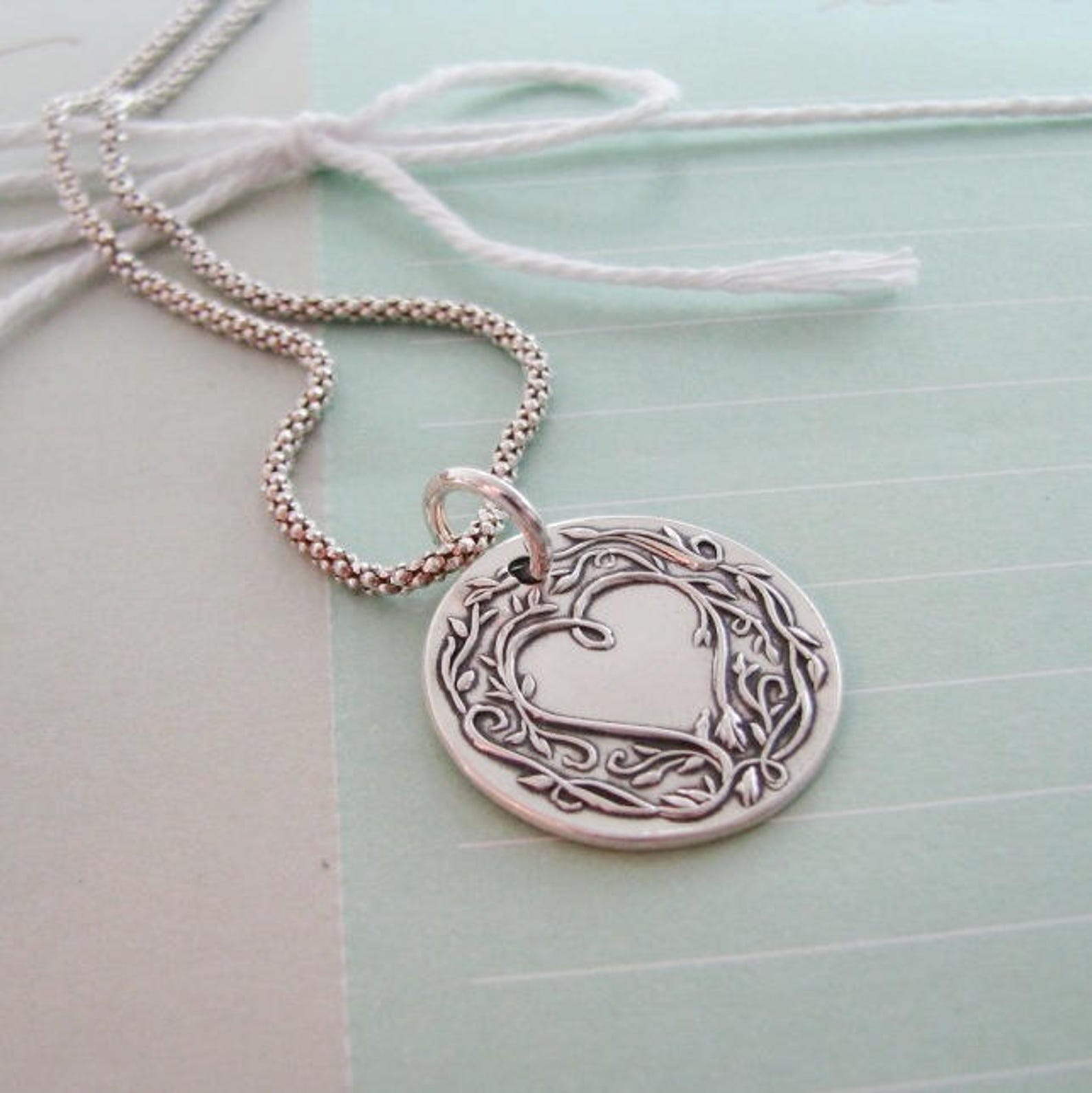 Personalized Silver Charm, Everlasting Heart, Engraved Pendant, Fine ...