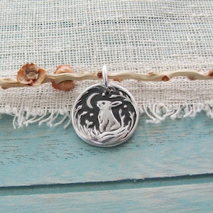 Personalized Fine Silver Rabbit Pendant, Near and Far, Hares, Handmade ...