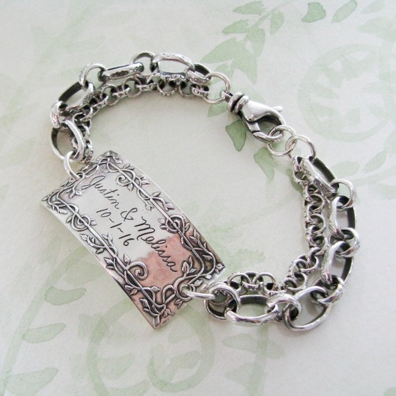 Personalized Silver Bracelet Everlasting Engraved Handmade - Etsy