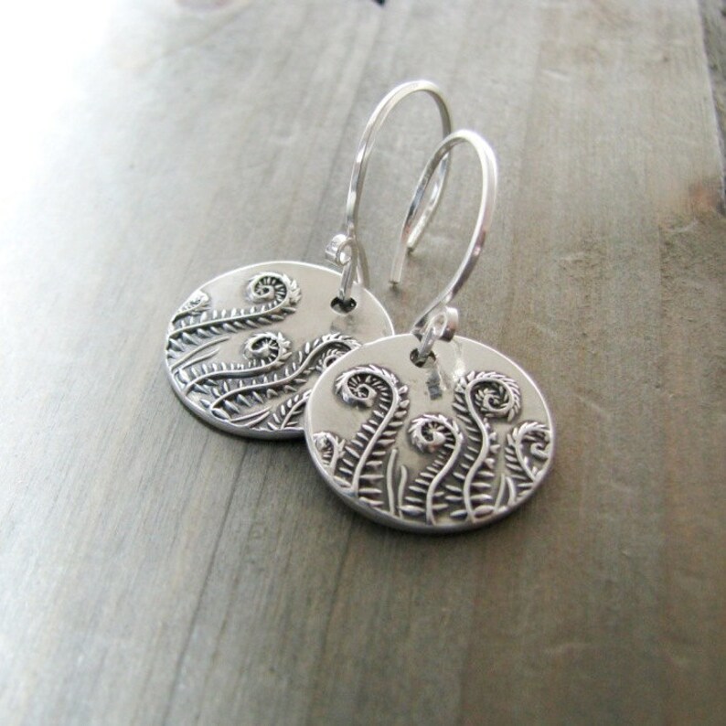 Fiddlehead Family Fine and Sterling Silver Fern Earrings | Etsy