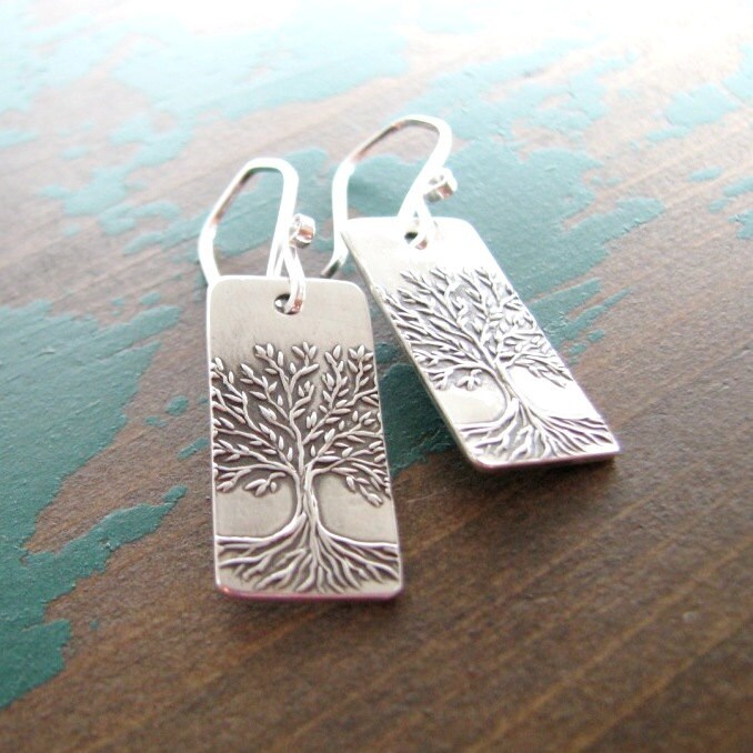 Spring Fine Silver Tree Earrings Artisan Handmade by - Etsy